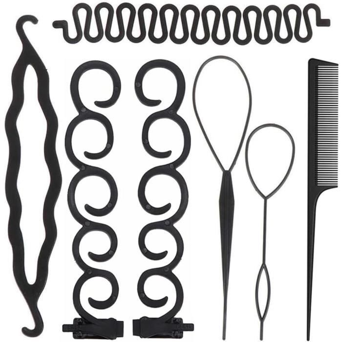 Coiffure Outil Cheveux Tressage Kit, Accessoires À Chignons, Ponytail ...