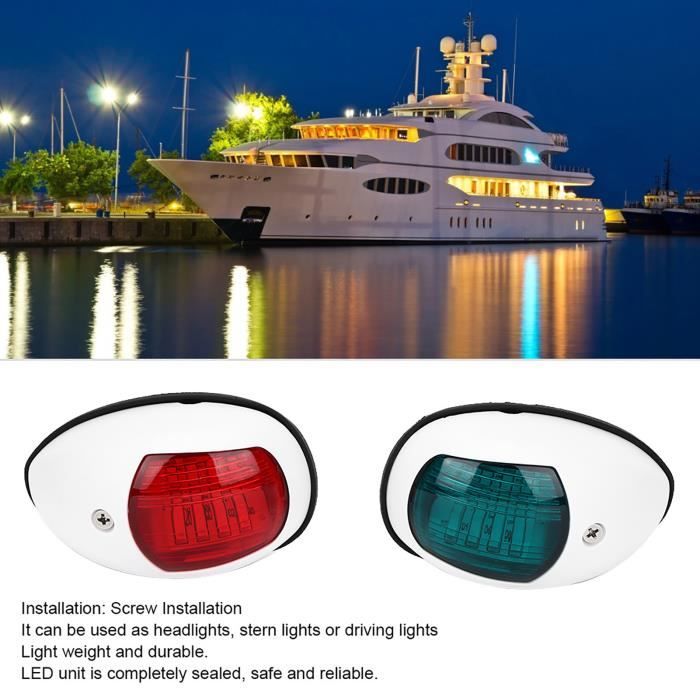 Dilwe Feux de Navigation Bateau LED Etanche Rouge Vert 2Pcs - Cdiscount ...