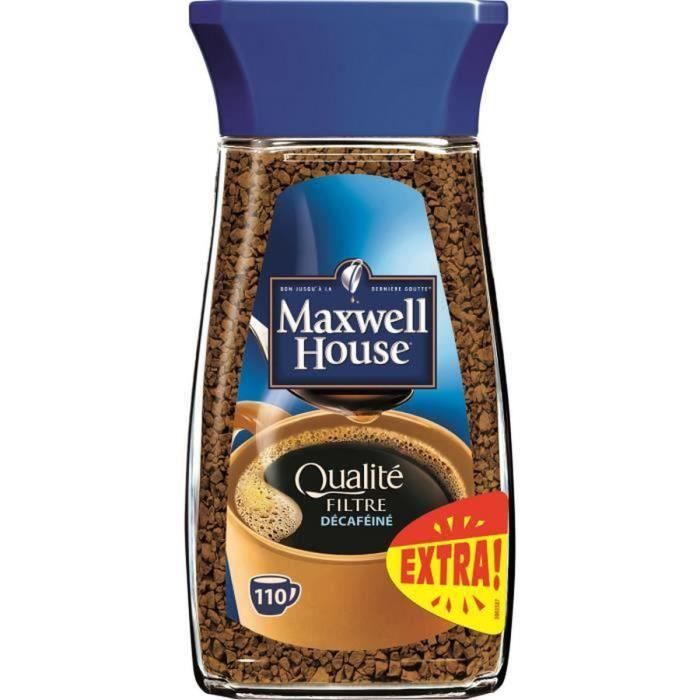 LOT DE 4 - MAXWELL HOUSE - Café Soluble Décaféiné - Bocal de 200 g ...