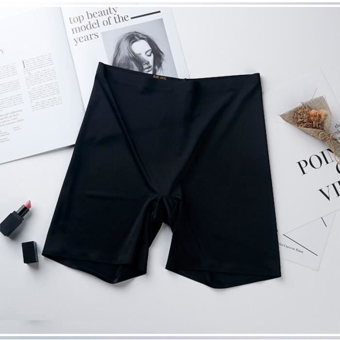 Sous-vêtement,Short de sécurité taille haute pour femmes,culotte en soie glacée,grande taille ...