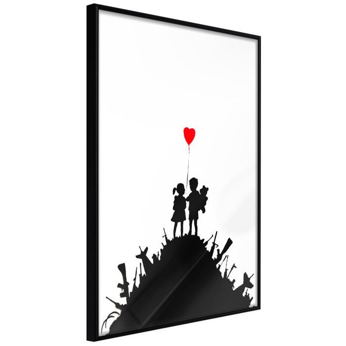 Affiche Murale Encadrée "Banksy Kids on Guns" 30 x 42 cm Noir - Cdiscount Maison