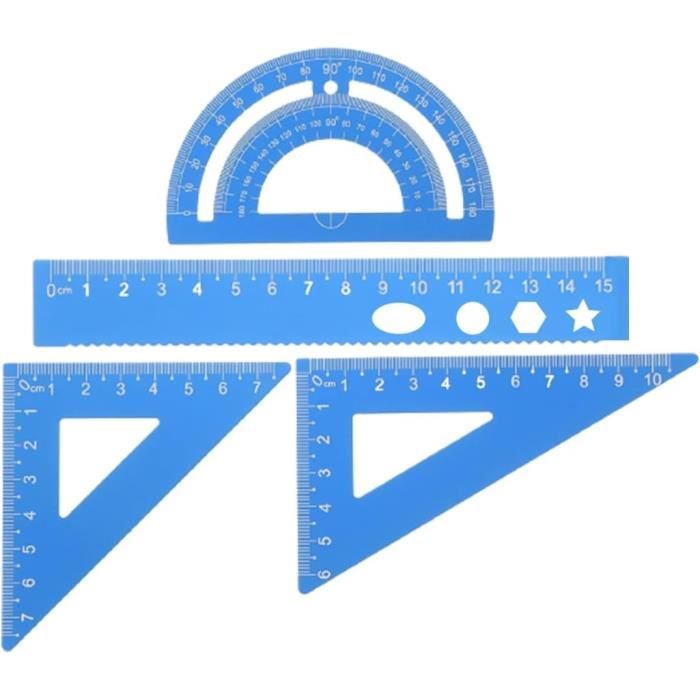 4 Pcs Règle Equerre Rapporteur Ensemble De Règles Géométrie Kit Avec ...
