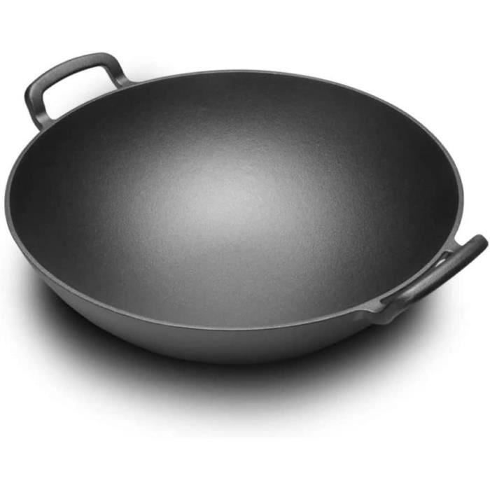 Wok De Grande Capacité, Fonte Wok 33-36 Cm De Fonte De Fonte Wok Épais ...