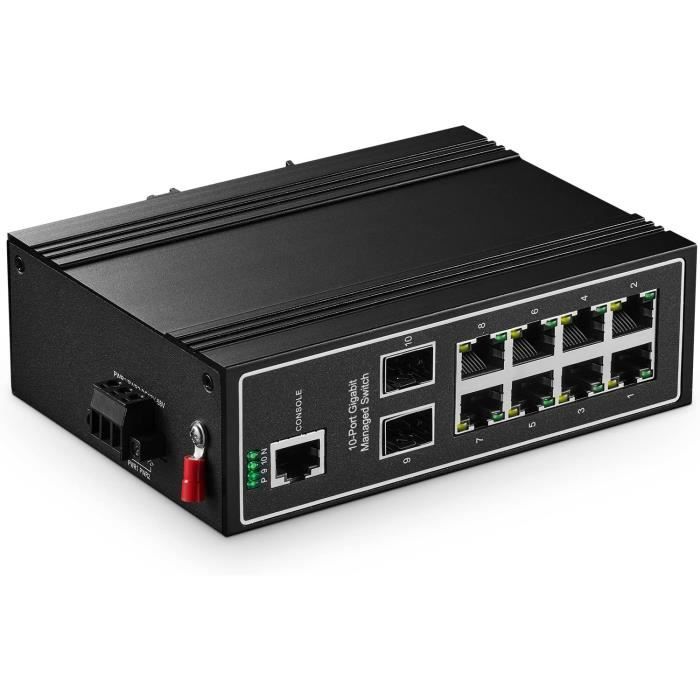 10 Ports Gigabit L2 + Managed Industrial Din Rail Switch, 8 Ports Gigabit Ethernet, 2 Sfp ...