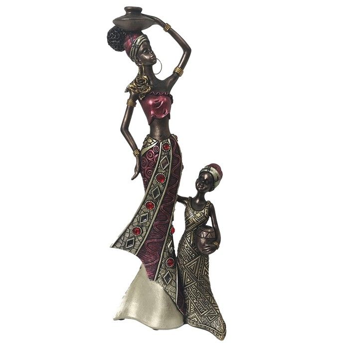 Statue - Statuette - SIGNES GRIMALT - Figure Africaine - Éléphants ...