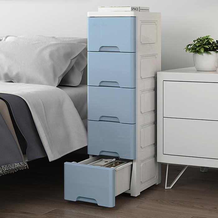 Tour de Rangement Plastique 5 Tiroirs, Casier de Rangement avec ...