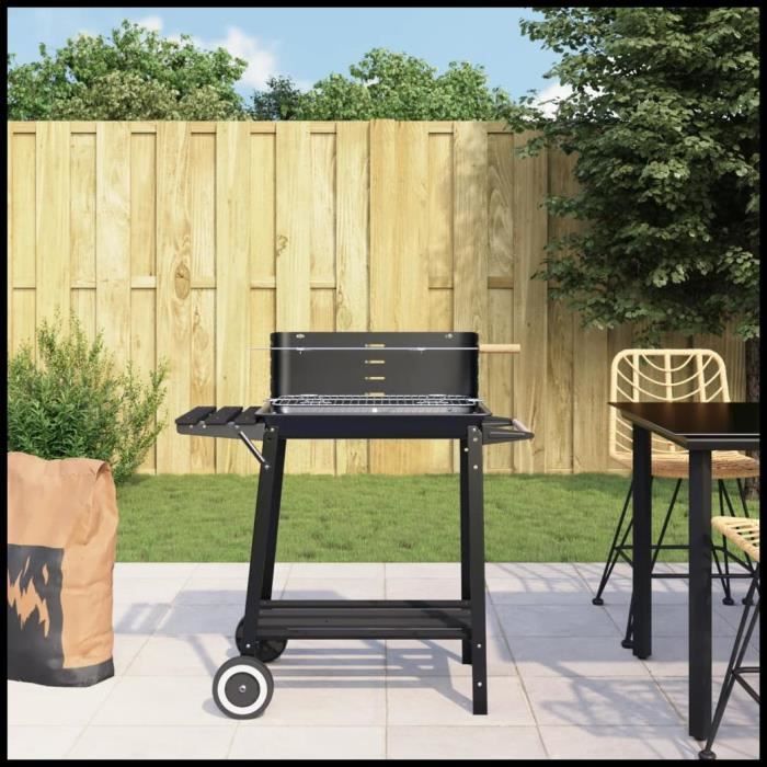 DXBK Barbecue au charbon de bois avec roues noir acier 315386 ...