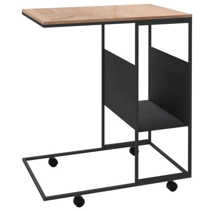 GES - Tables basses - Table d'appoint avec roues Noir 55x36x63,5 cm ...