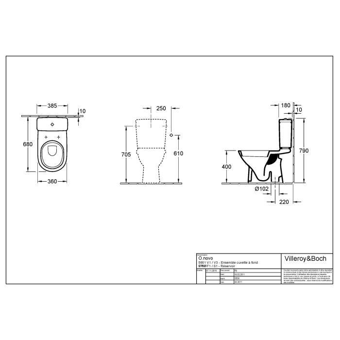 Pack WC sur pied VILLEROY & BOCH O.novo - Céramique - sortie verticale - abattant Quick Release ...