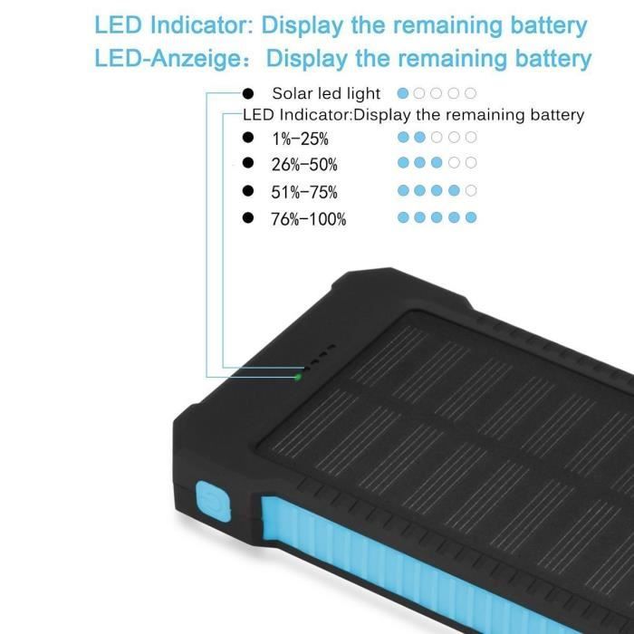 Banque d'énergie solaire - INNOVTEC - 12000mAh - Panneau solaire ...