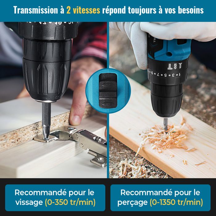 Perceuse Visseuse Sans Fil, 28V Visseuse Devisseuse avec 2 Batteries ...