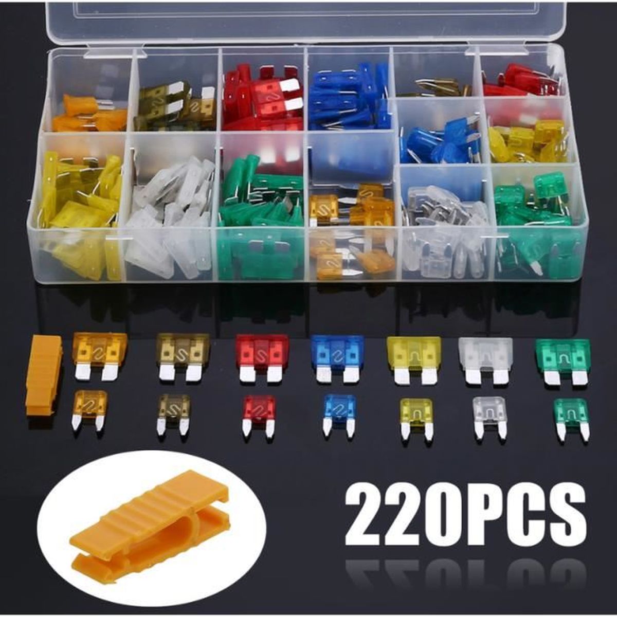 220 Pcs Fusible Voiture Set, 120 Mini Fusibles Auto + 100 Moyenne ...