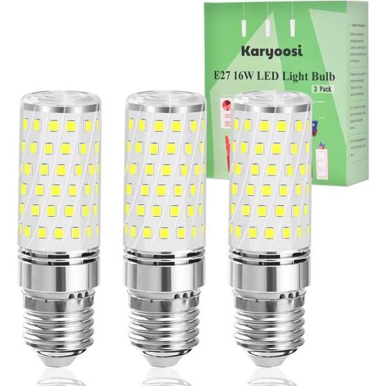 Ampoule E27 Led Blanc Froid 6000K, 16W (Équivalent Ampoules Halogène 150W), 1600LM Ampoules LED ...