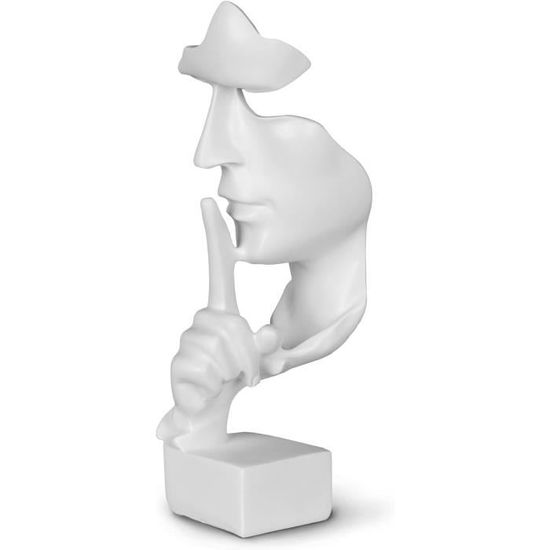 Silence Sculpture Décorative Blanche - Visage Abstrait - Statue De ...