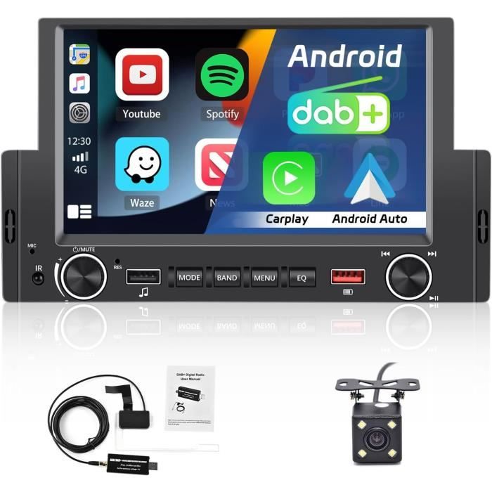 Dab-Dab+ Autoradio 1 Din écran Tactile 6.2 Pouces Android Autoradio avec Apple CarPlay et ...