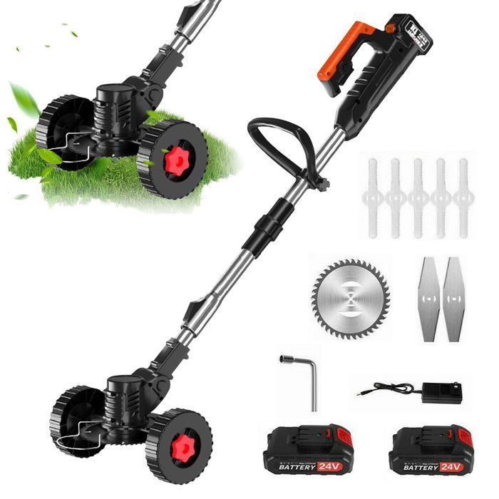 Coupe bordure sans fil avec batterie Tondeuse à gazon électrique sans fil 24V,coupe gazon ...