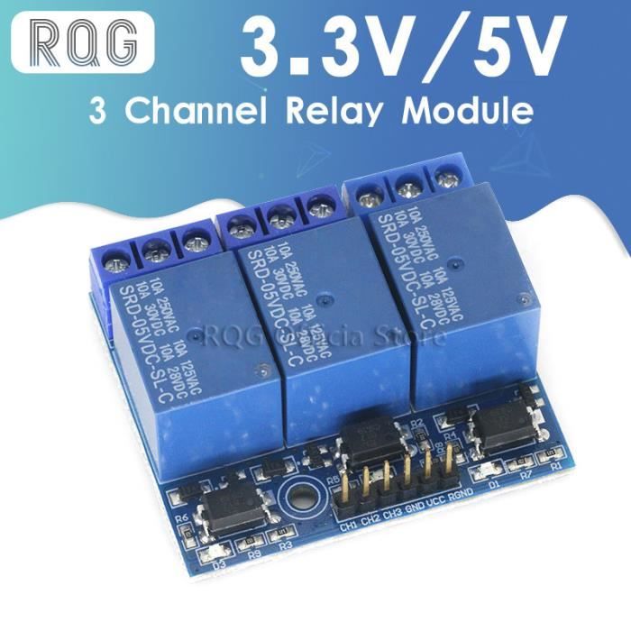 Module de relais à 3 canaux 3.3V 5V 5ma avec Isolation par optocoupleur, Signal Compatible ...