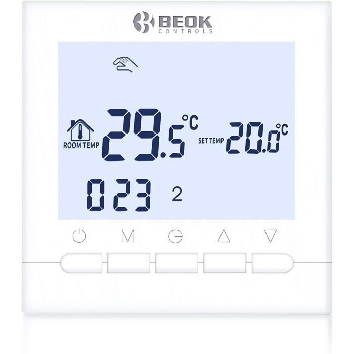 Beok BOT-313W Thermostat a Pile Filaire Thermostat programmable intelligent pour chauffage de ...