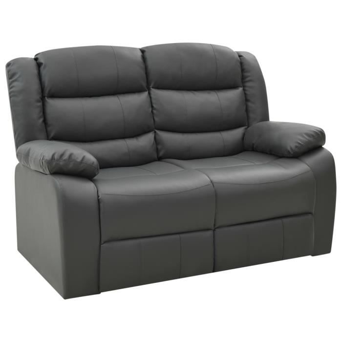 Canapé inclinable 2 places Gris Similicuir - Moderne - Réglable ...