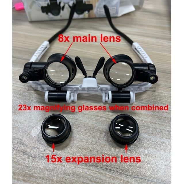 Loupe optique,Loupe, lumières LED, lunettes, Loupe à montage sur la ...