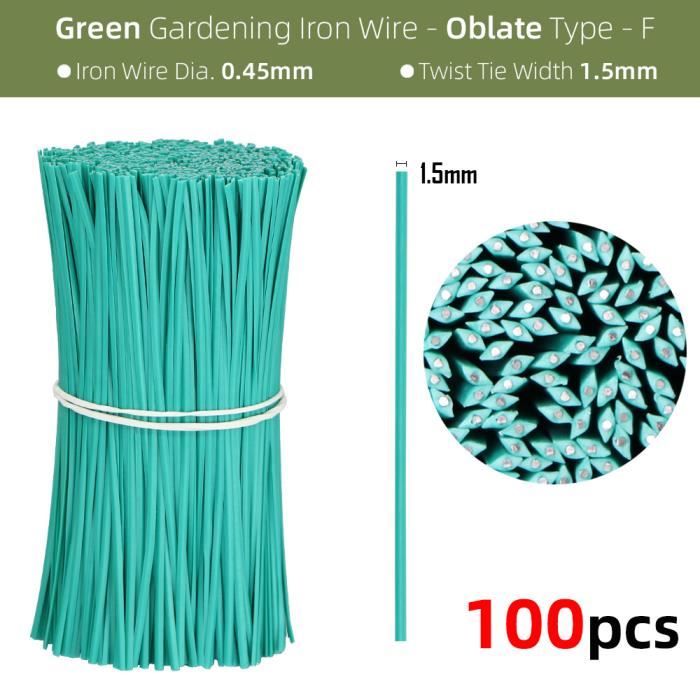 10 cm - Vert-100pcs - 100 attaches de câble Oblate de jardinage, fil de ...