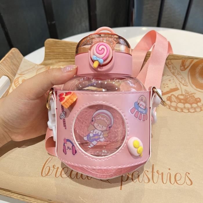 Gourde,Bouteille d'eau de avec paille pour enfants, tasse d'eau avec dessin Animé, mignon Kawaii ...