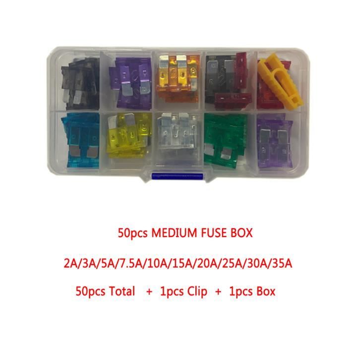 Fusible Moyen 50pcs Jeuassortiment De Fusibles Pour Voitures 100
