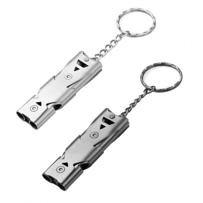Sifflet d'urgence Keychain Double Tubes en plein air Signal Sifflet ...