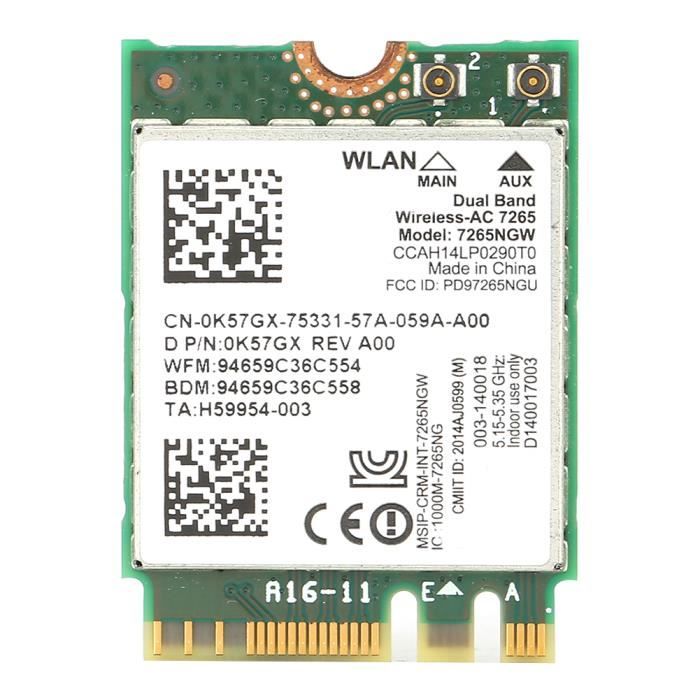 Carte réseau sans fil double fréquence pour Intel AC7265 Wifi + pour ...