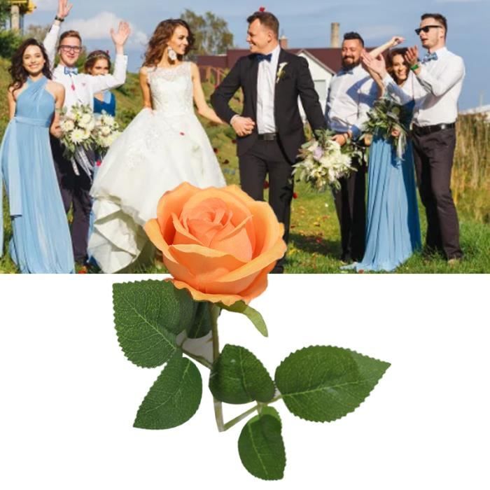 ESTINK Bouquet de Roses Rouges en Soie Artificielles - Décoration ...