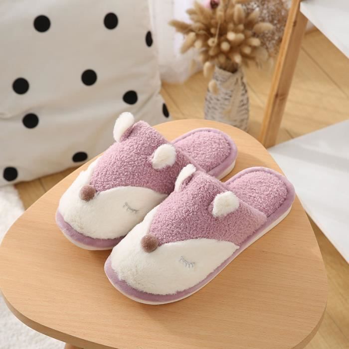 Pantoufles mignonnes en coton de dessin animé de renard Pantoufles d ...