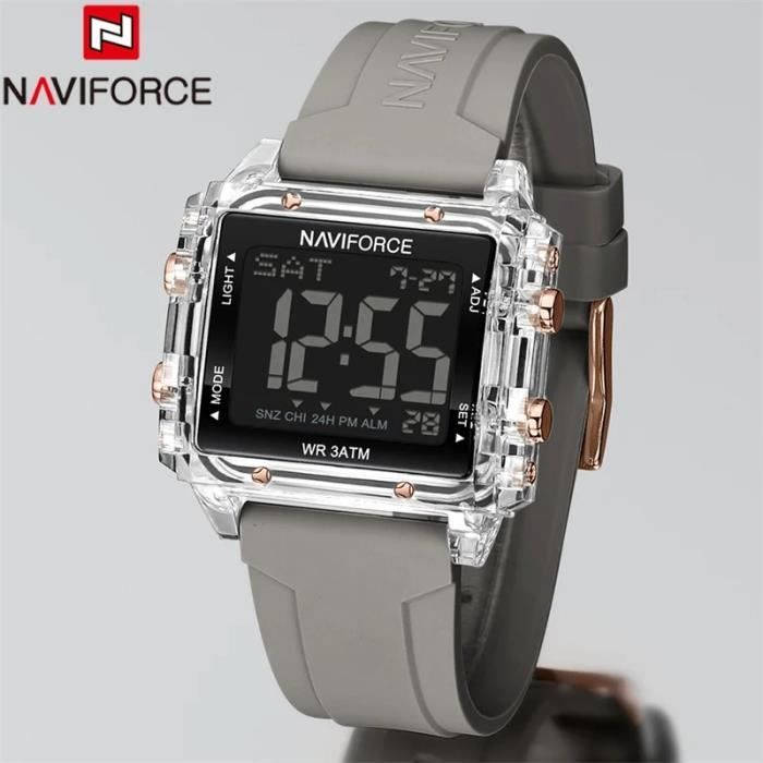 NAVIFORCE montre homme étanche sport militaire chronographe numérique ...