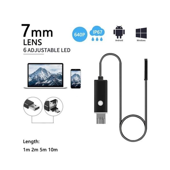 Caméra Endoscopique - RNCYN - Flexible IP67 - Réglable - Micro USB - 6 ...