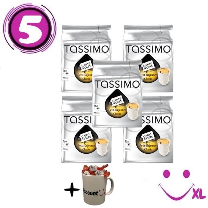 5 Tassimo Carte Noire Petit Déjeuner Classic + Mug Offert - Cdiscount ...