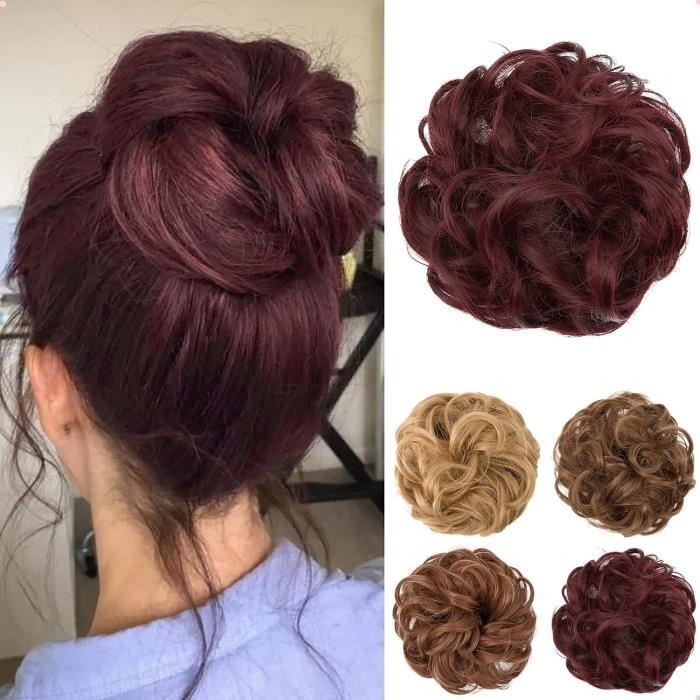 Chignon Postiche Cheveux Grande Postiches Bouclés Ondulés Chouchou Cheveux Naturel Faux Chignon ...