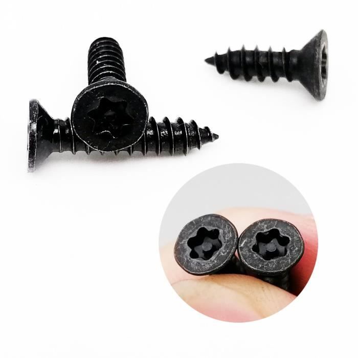 Countersunk head-2.9x9.5mm -Vis à bois autotaraudeuse en acier au carbone noir, avec Six lobes ...
