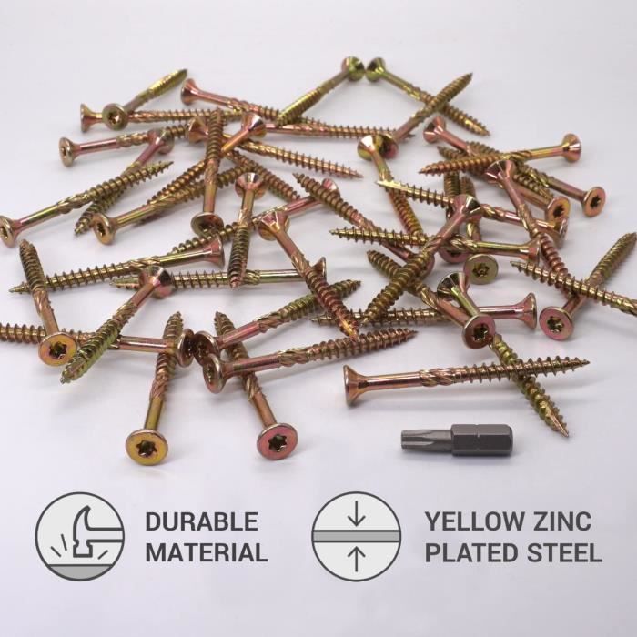 Lot De 300 Vis À Bois Universelles En Acier Zingué Tête Fraisée Torx ...