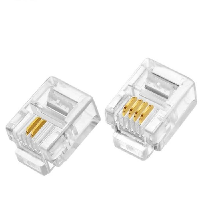 6p2c - 100pcs - Connecteur De Prise Modulaire De Téléphone Internet ...