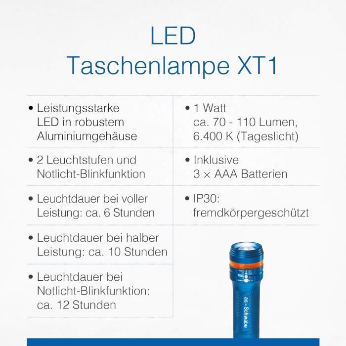 Lichtfabrik Torche Led 70-110 Lumen Avec Zoom Xt 1 I - Torche ...