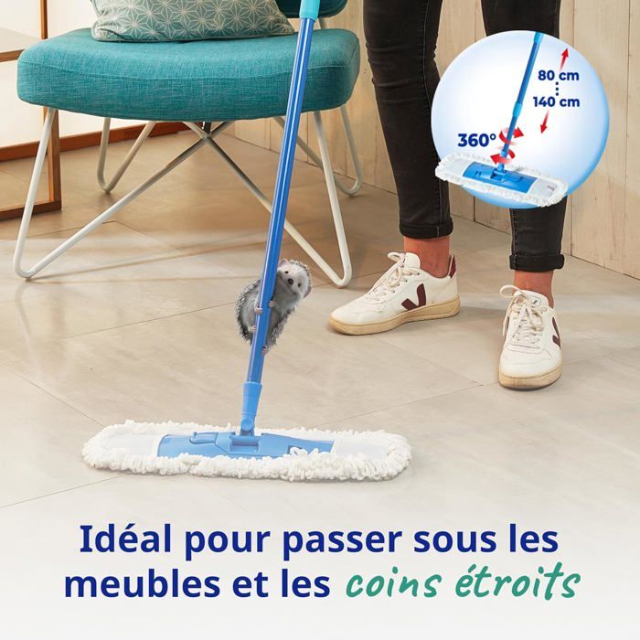 Balai serpillère Extra plat Balai microfibre polyvalent pour balayer et ...