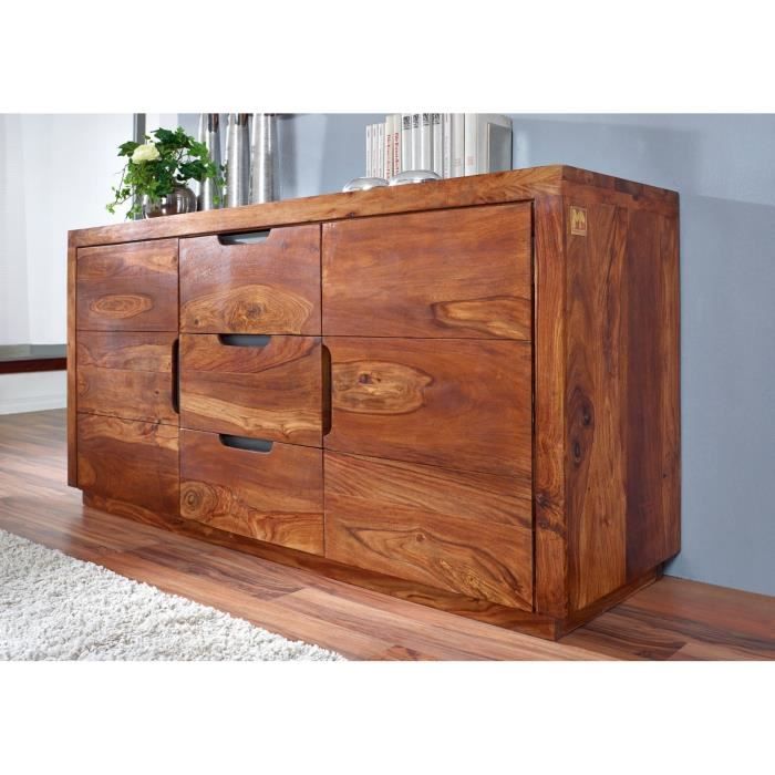Buffet 150x45x75cm - Bois Sheesham/Palissandre laqué (Macadamia) - DUKE ...