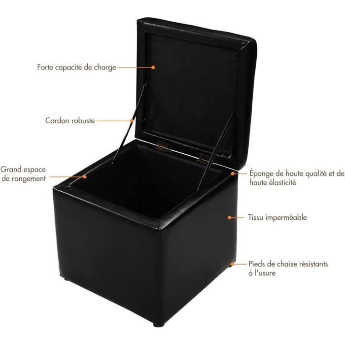 RELAX4LIFE Tabouret Pouf de Rangement 40X40X40CM en Cube, Repose-Pieds ...