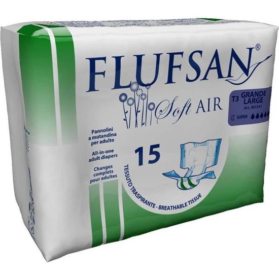 FLUFSAN Changes complet Large soft pour incontinence super nuit x15 ...