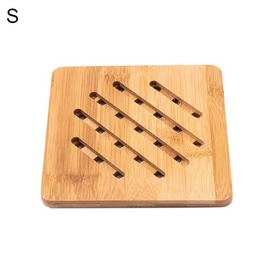 SET DE TABLE,Square S--Dessous de plat en bambou antidérapant, résistant à la chaleur, support ...