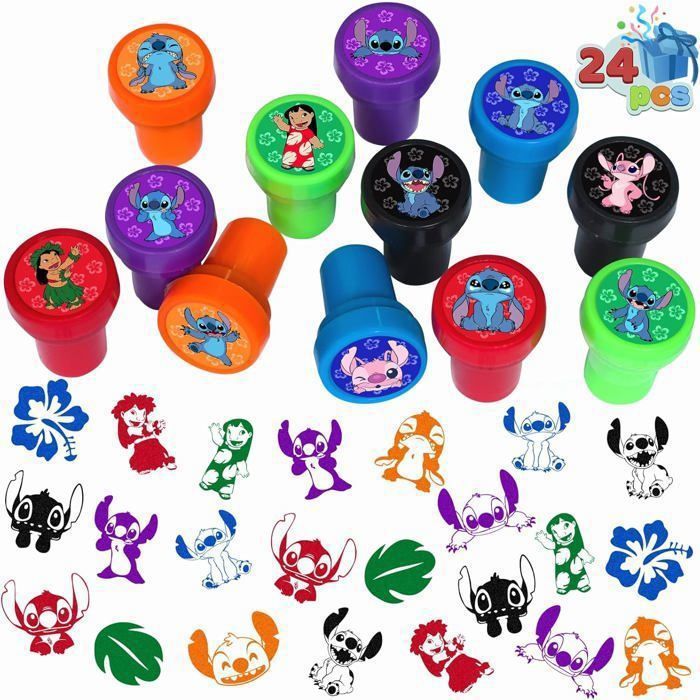 Lot de 24 Tampons à thème Stitch, fournitures de fête d'anniversaire ...