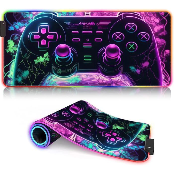 Tapis souris jeu LED RGB 14 modes lumineux extra large, 30x80cm, gaming ...