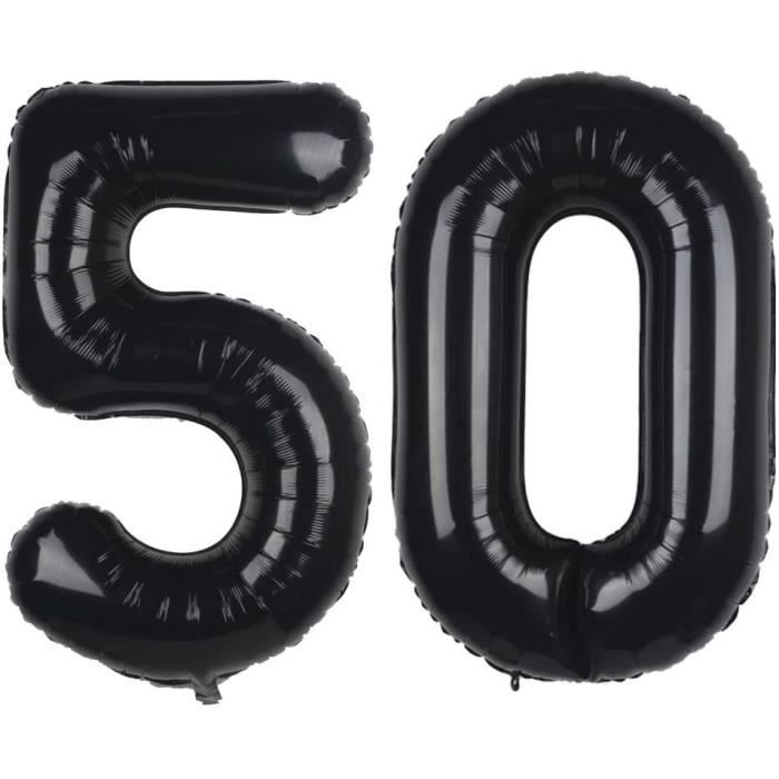 Zyooo Ballon Chiffre 50 Ans Noir - Ballon 50 Aluminium - 101Cm (40 ...