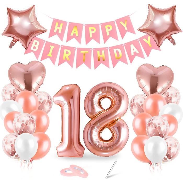 Ballon Anniversaire 18 an Fille, 18er Anniversaire, Or Rose Ballon ...