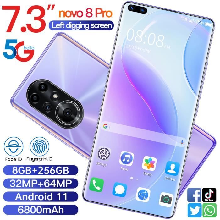 Mauve Version mondiale Novo8 Pro téléphone portable 7.3"HD+1344*2772 ...