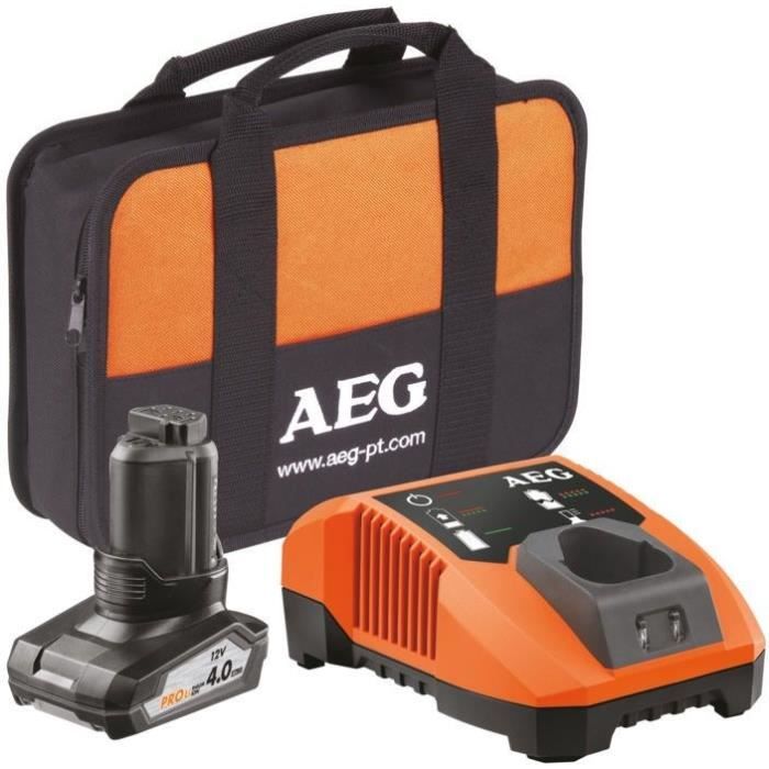 AEG POWERTOOLS - Batterie Pro lithium 12V 4,0 Ah - Chargeur - Orange - Cdiscount Bricolage